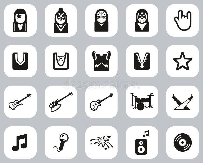 Kiss Band Icons Black & White Flat Design Set Big Stock Vector ...