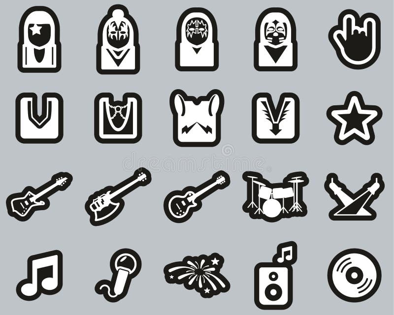 Kiss Band Icons White on White Sticker Set Big Stock Vector ...