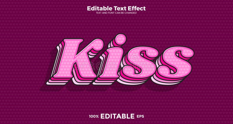 Kiss Editable Text Effect in Modern Trend Style Stock Vector ...