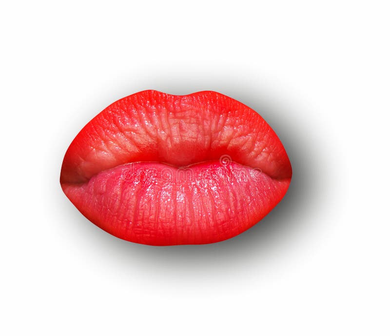 Artwork with Sensual Lips. Abstract Lip on Red. Lips and Mouth. Female ...