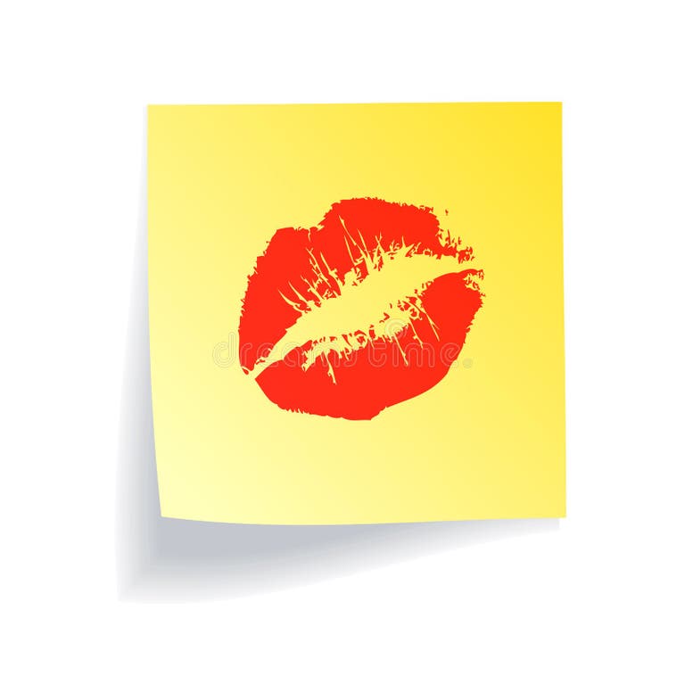 Kiss lips on yellow note stock vector. Illustration of love - 29022899