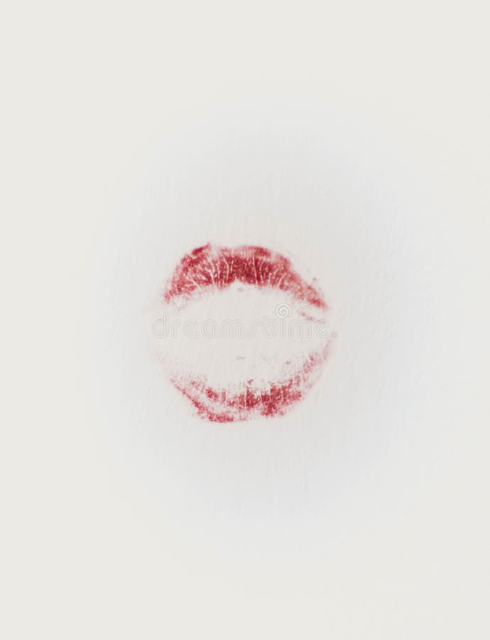 Kiss Mark Made with Lipstick on a White Wall Stock Photo - Image of ...