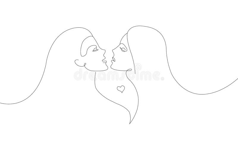 Two Lesbian Girls Hand To Hand Silhouette Illustration Isolated On