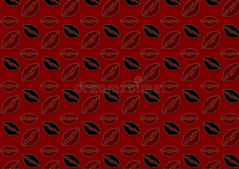 Kisses Background for Lips Pattern Stock Illustration - Illustration of ...