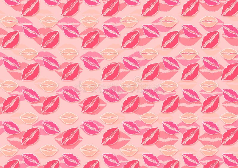 Kisses Background for Lips Pattern Stock Illustration - Illustration of ...