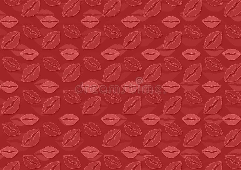 Kisses Background for Lips Pattern Stock Illustration - Illustration of ...