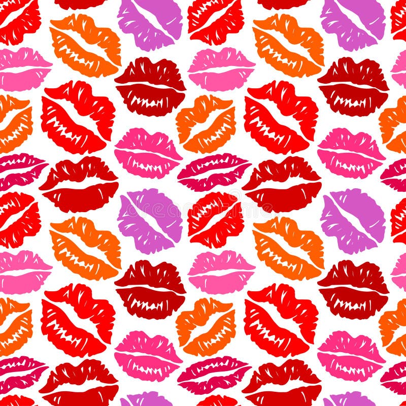 Seamless Pattern - Red Lips Kisses Prints Stock Vector - Illustration ...