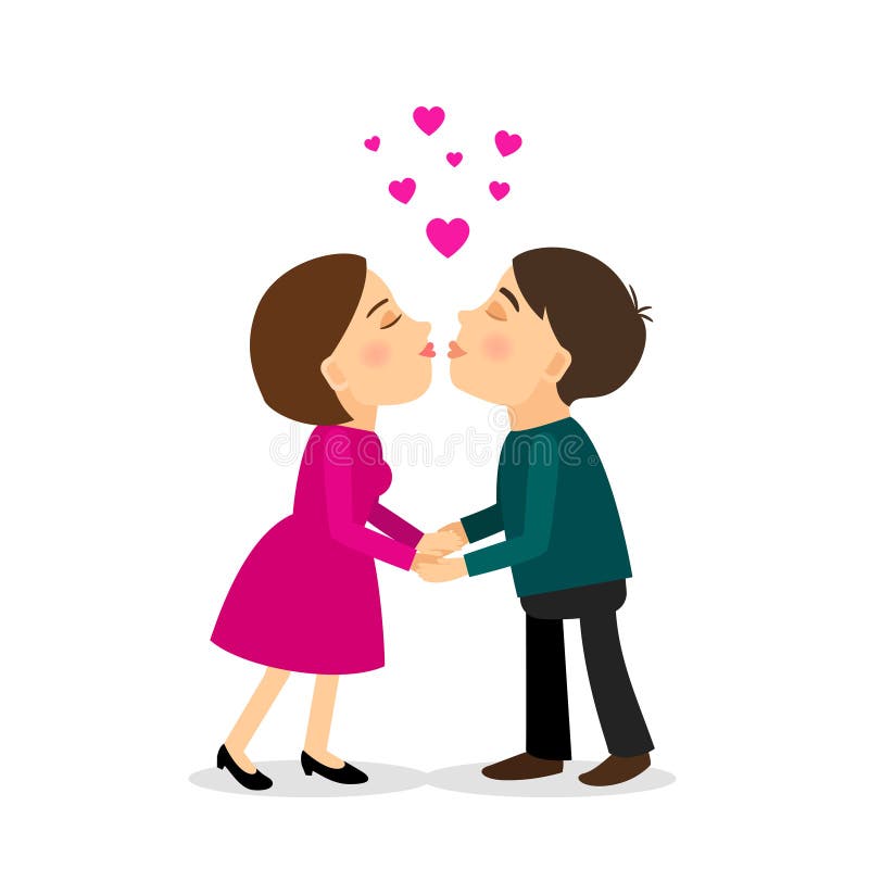 Kissing Couple Vector Illustration Stock Vector - Illustration of funny ...