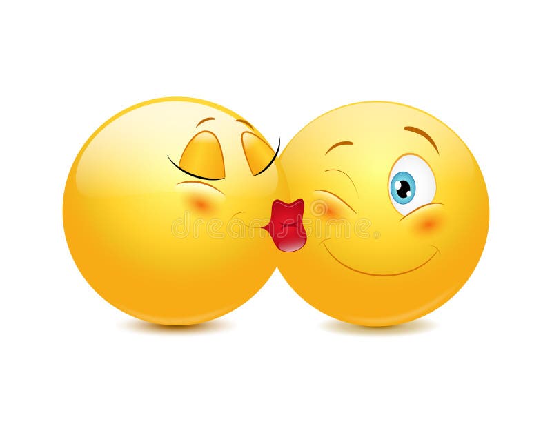Kiss Smile Face Smileys Emojis And Emoticons Face Vector Set. Smiley