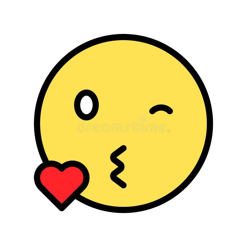 Kissing Face Vector Illustration, Filled Style Icon Editable Outline ...