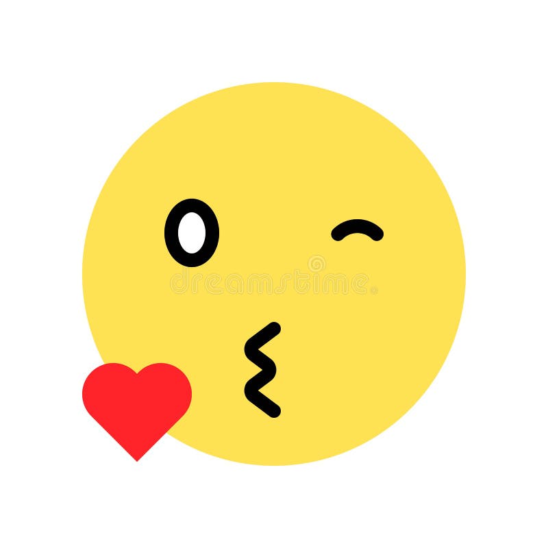 Kissing Face Vector Illustration, Filled Style Icon Editable Outline ...