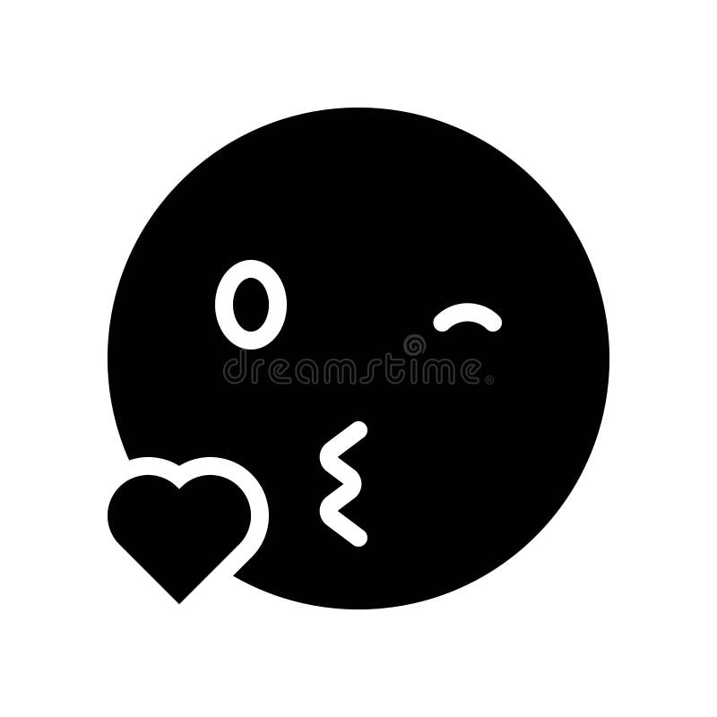 Kissing Face Vector Illustration, Isolated Solid Style Icon Stock ...