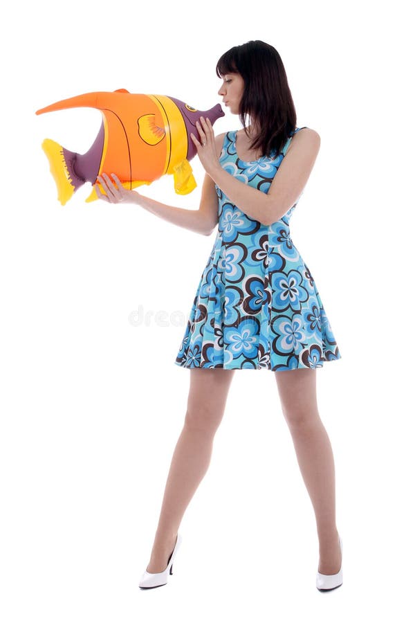 Kissing the gold fish stock image. Image of woman, beautiful - 23991449