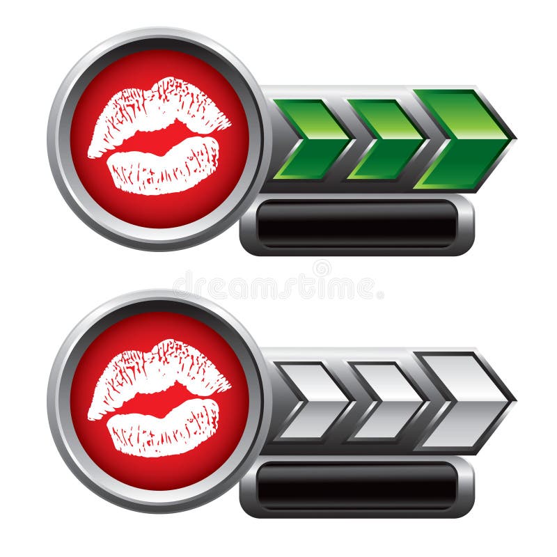 Kissing Lips on Green and Silver Arrow Nameplates Stock Vector ...