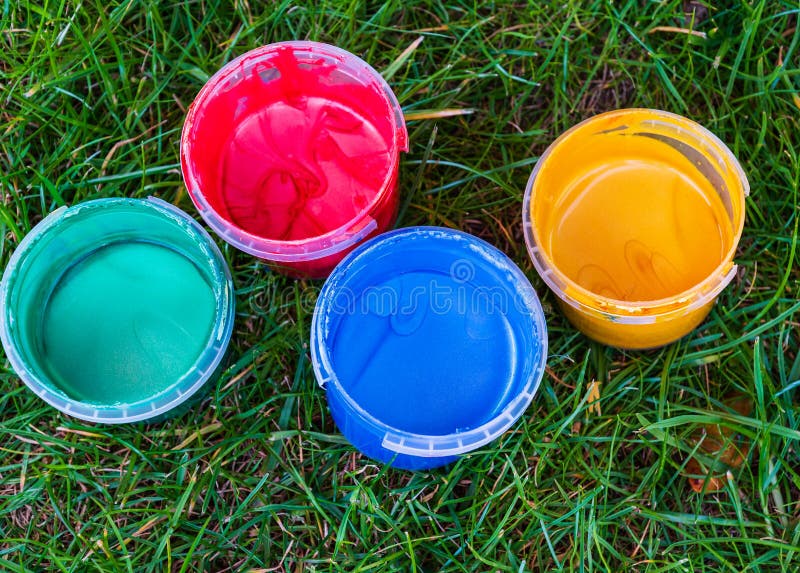 Kit of Four Small Containers Filled with Different Colors of Finger ...