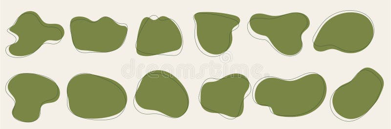 A Kit of Irregular Green Shapes. Abstract Figures Collection with ...