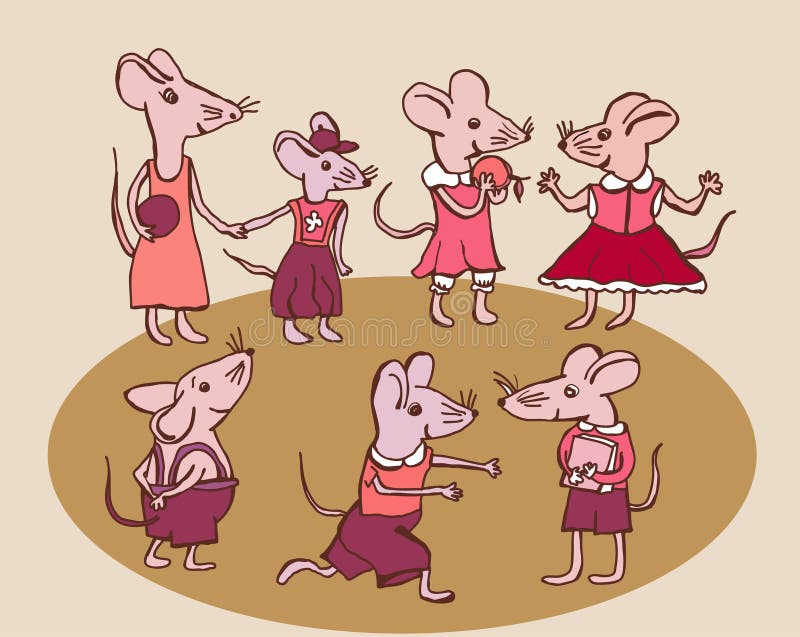 Kit lindo de los ratones stock de ilustración. Ilustración de amigos ...