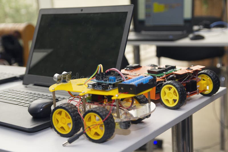 Kit Models and Laptops on the Table on Robotics Stock Photo - Image of ...