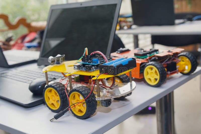 Kit Models and Laptops on the Table on Robotics Stock Photo - Image of ...