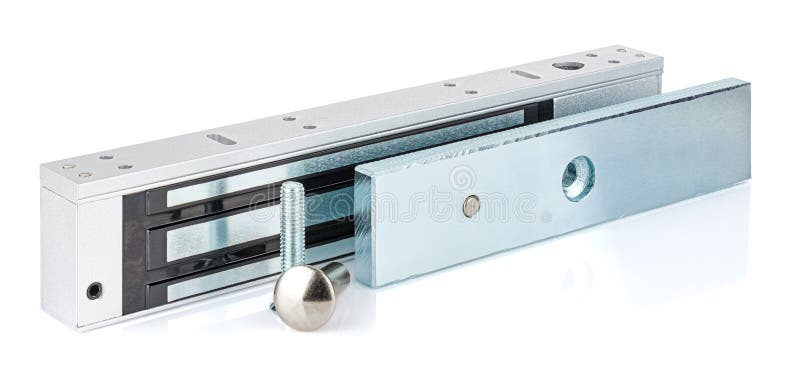 Kit Parts of Electromagnetic Door Lock Isolated on White Background ...