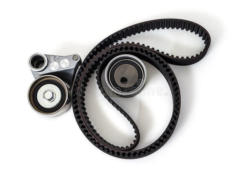 Kit of Timing Belt with Rollers on a White Background Isolated. Stock ...