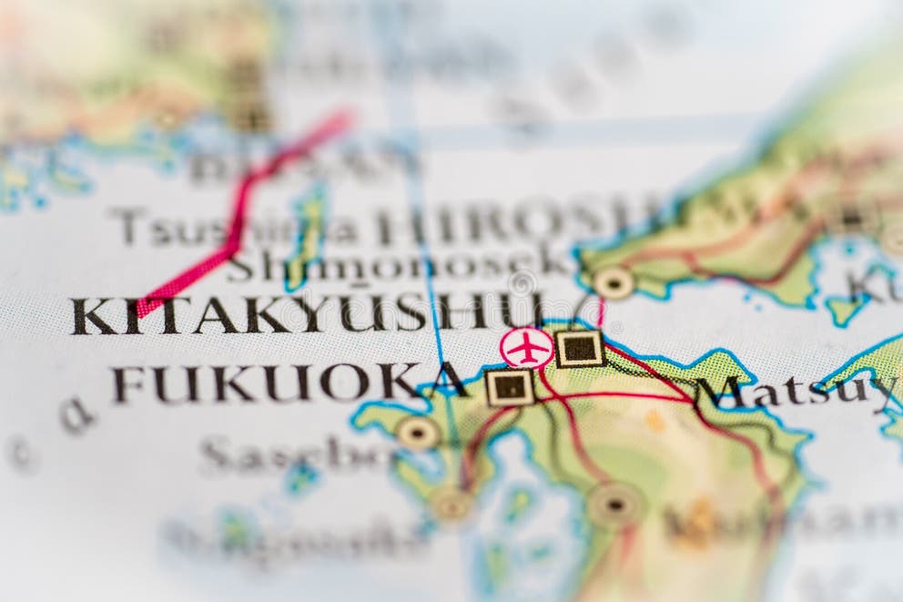 Kitakyushu, Japan Highlighted on a World Map Stock Image - Image of ...