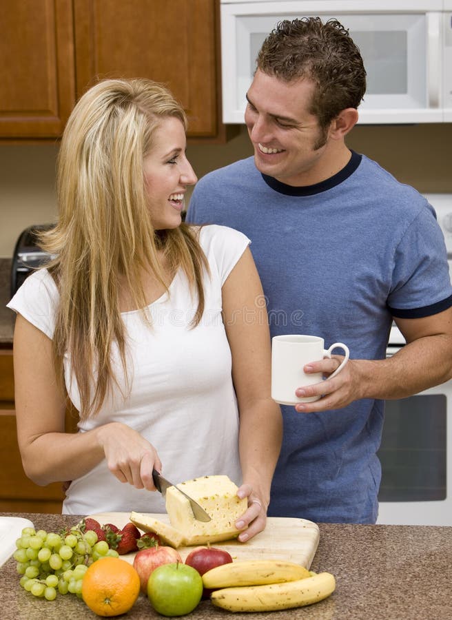 Happy Couple - in the Kitchen Stock Photo - Image of cooking, loving ...