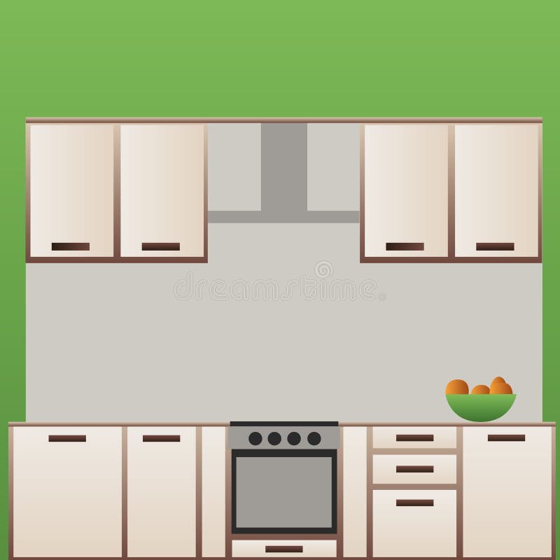 Cartoon Pink Style Kitchen Interior with Wooden Table and Food Stock ...