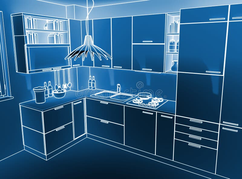 Kitchen 3d background stock image. Image of oven, estate - 5890777