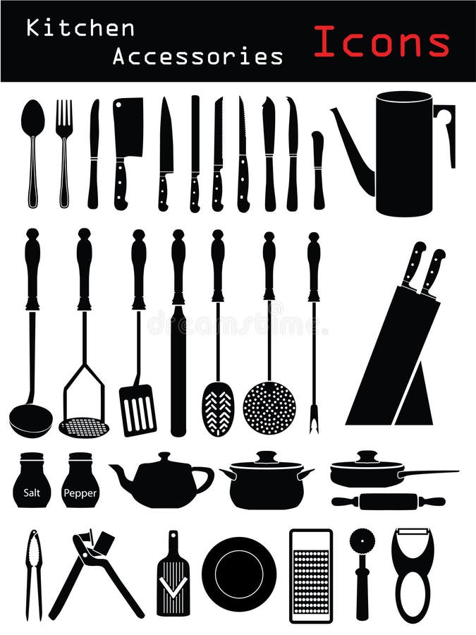 Kitchen Accessories stock vector. Illustration of pepper - 10049466