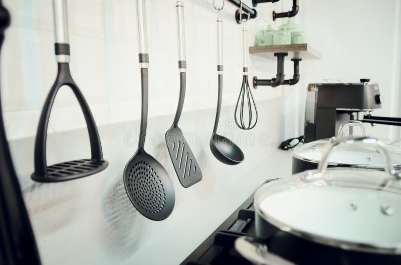 Kitchen Accessories, Dishes. Modern Kitchen Interior Stock Image ...