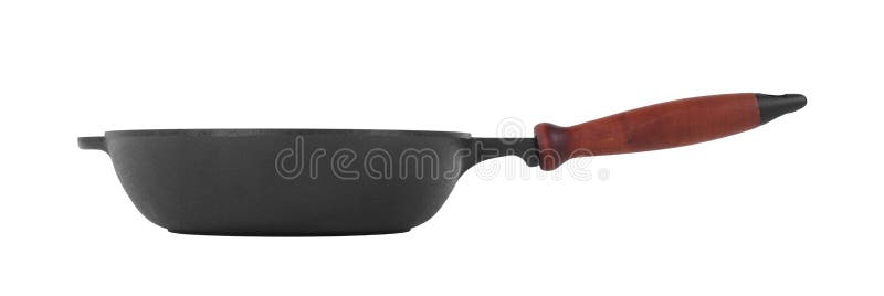 Kitchen Accessories - Side View Cast Iron Frying Pan. Isolated Stock ...