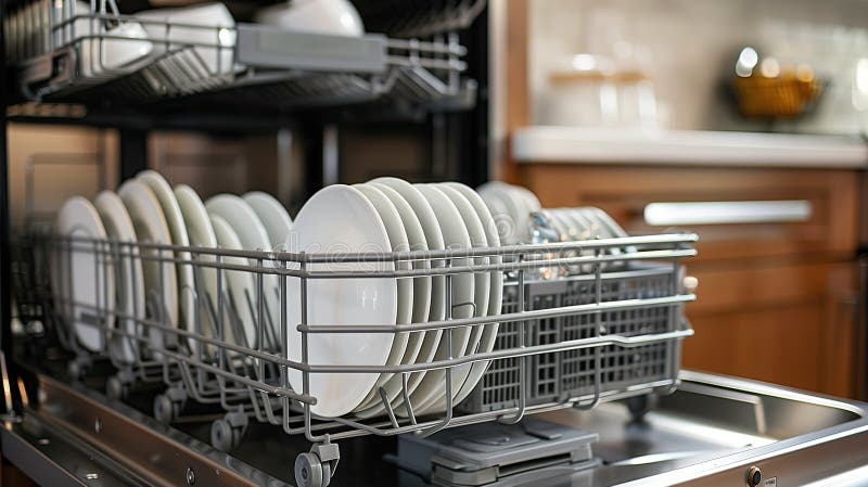 Kitchen Appliance Filled with Plates, Silverware and Bowls in Building ...