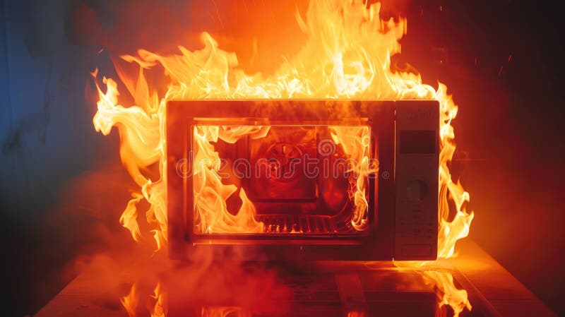 Kitchen Appliance Fire stock image. Image of fire, danger - 375850769