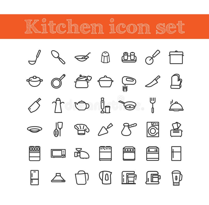 Kitchen appliance icon set stock illustration. Illustration of ...