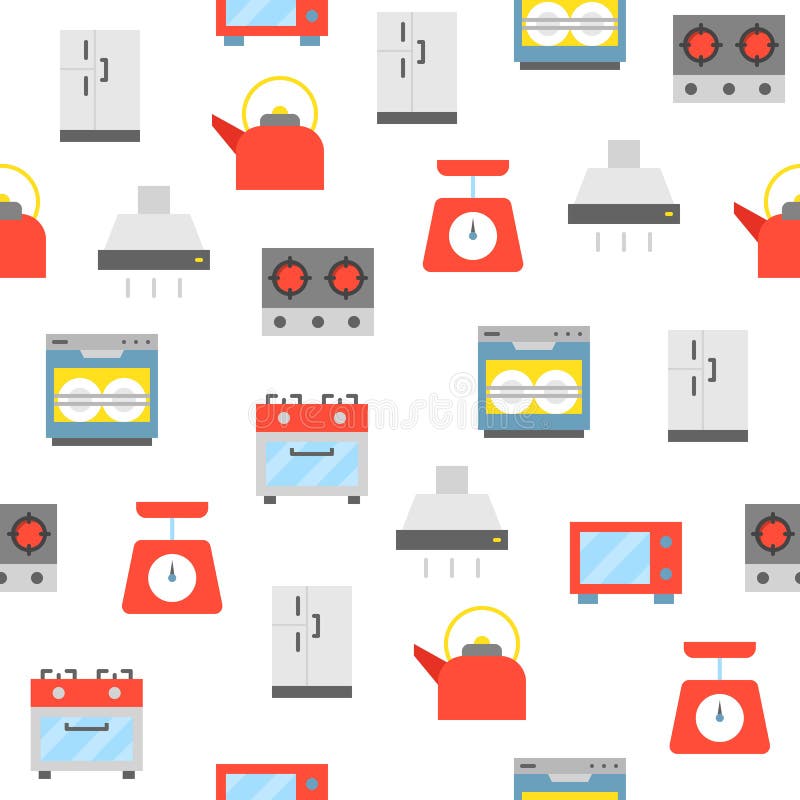 Kitchen Appliance Seamless Pattern for Wallpaper or Wrapping Pap Stock ...