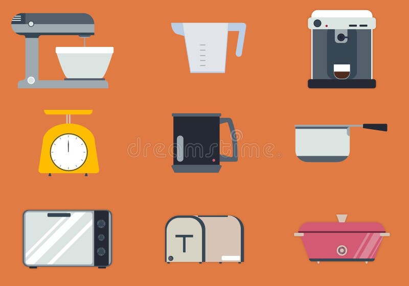 Kitchen Appliances and Coffee Machine for Cooking Vector Illustration ...