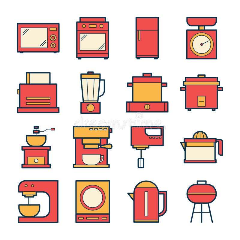 Kitchen Appliances Collection. Vector Illustration Decorative Design ...