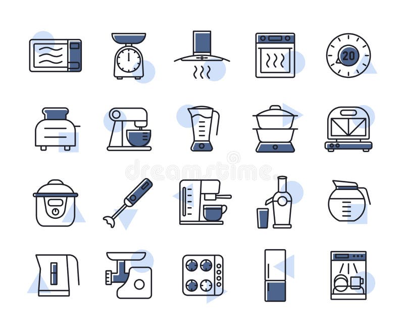 Kitchen Appliances Electronic Equipment Icon Set Stock Vector ...