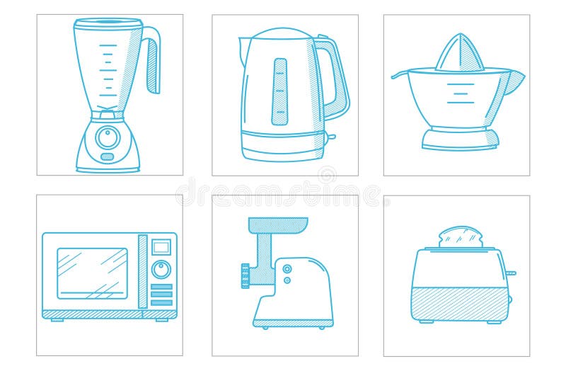 Kitchen Appliances Line Drawing Stock Illustrations – 768 Kitchen ...
