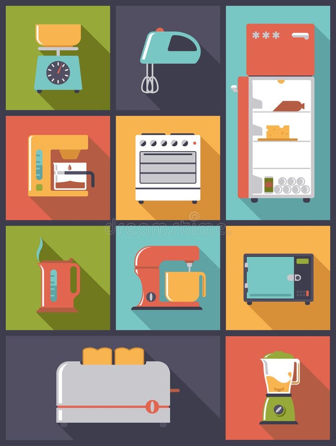 Kitchen Appliances Icons Vector Illustration Stock Vector ...