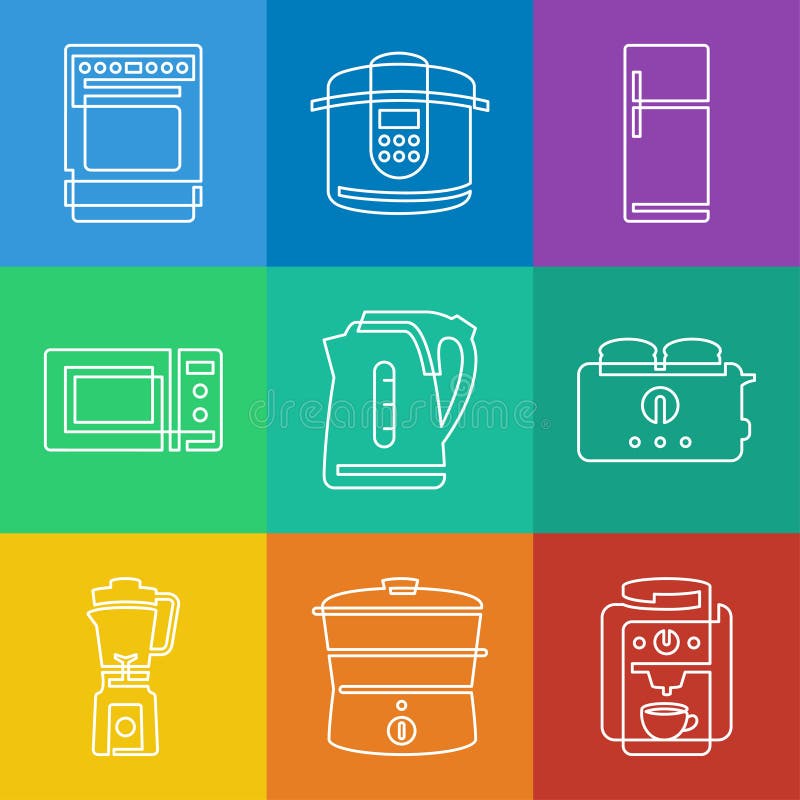 Kitchen appliances icons stock vector. Illustration of equipment - 49908600