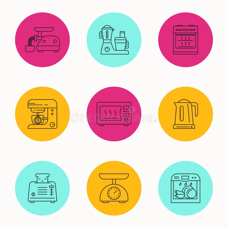 Kitchen Appliances. Linear Icon Set Stock Vector - Illustration of line ...