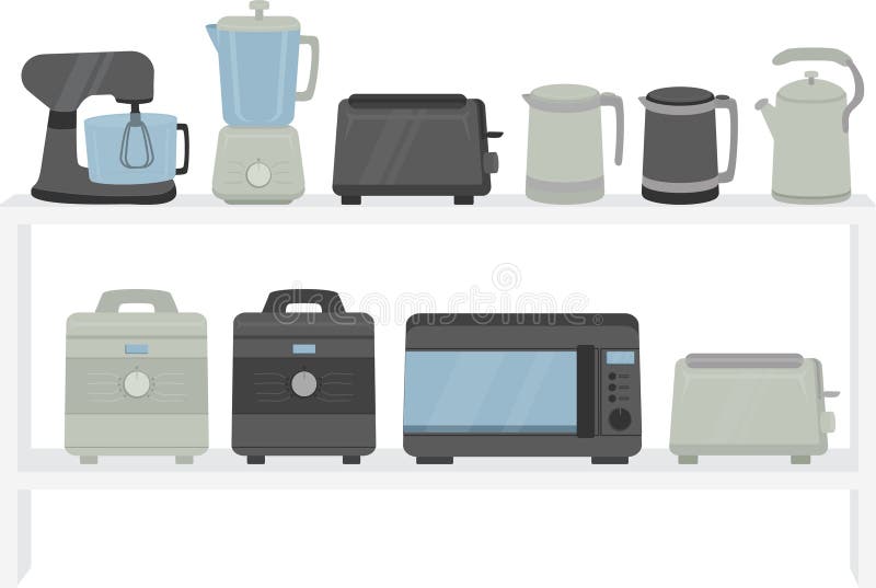 Kitchen Appliances Store Shelf Stock Vector - Illustration of ...