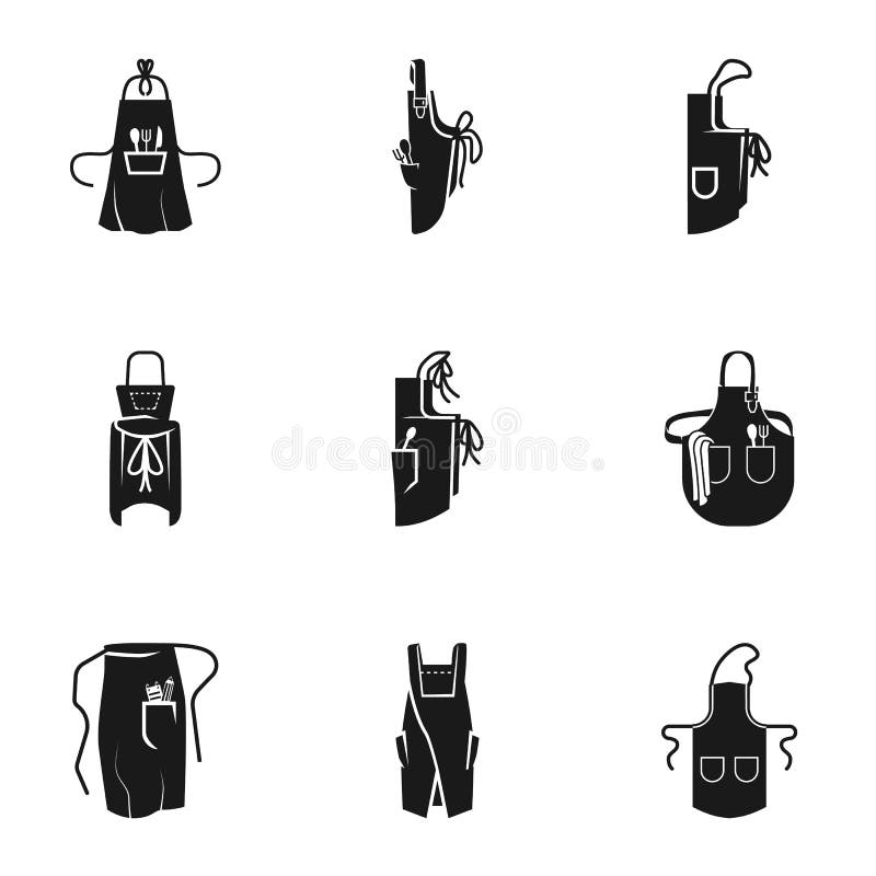 Kitchen Apron Icon Set, Simple Style Stock Vector - Illustration of ...