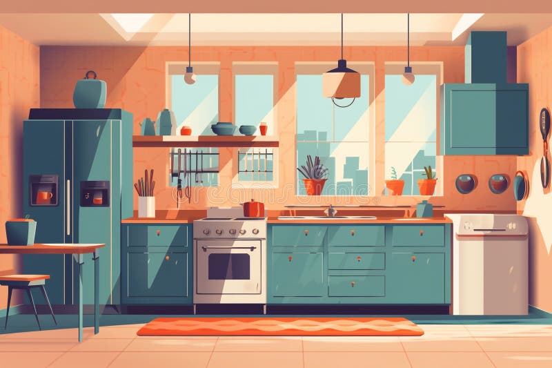 Kitchen Area. Kitchen Design. Kitchen Furniture Stock Illustration ...