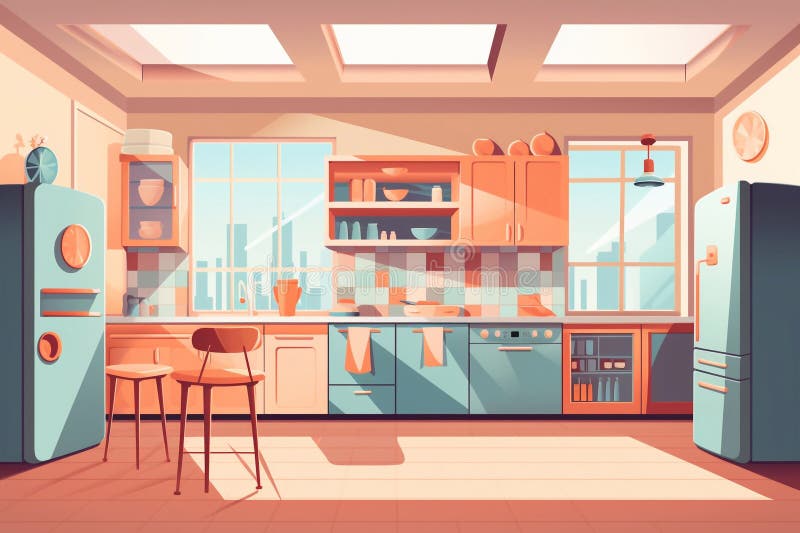 Kitchen Area. Kitchen Design. Kitchen Furniture Stock Illustration ...