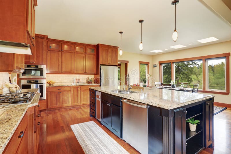 Kitchen Area with Open Floor Plan, View of Dining Room Stock Photo ...