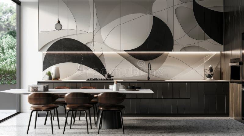 Kitchen Backdrop with Abstract Patterns Stock Illustration ...