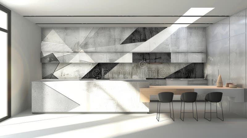 Kitchen Backdrop with Abstract Patterns Stock Illustration ...